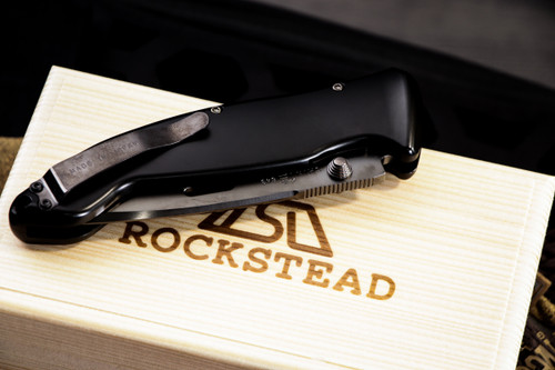 Rockstead SHIN Japanese Folding Knife Aluminum, Stingray Inlay 3.5" DLC ...