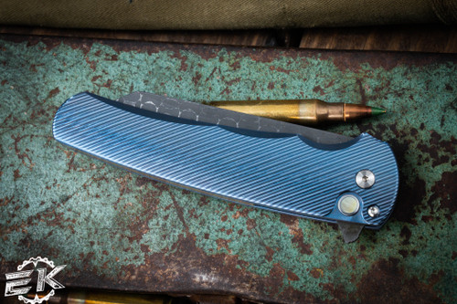 Protech Malibu Custom Titanium Flipper Knife Blue 325 Razor Wire