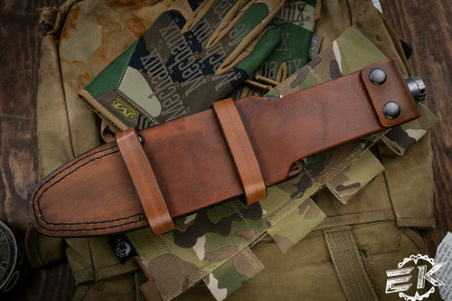 Marfione Custom Interceptor OD Green Wrap Fixed Blade 7" Bowie Hand Rubbed