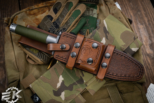 Marfione Custom Interceptor OD Green Wrap Fixed Blade 7" Bowie Hand Rubbed