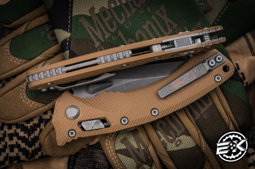 Microtech Amphibian Ram Lok Folding Knife Fluted Tan G10 39