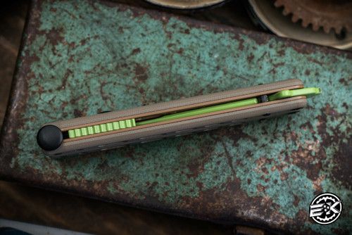 PREOWNED-Boker Plus Balisong Tan G10 3" Green Blade