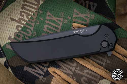 Protech Mordax Manual Flipper Button Lock Knife Black 375 Dlc