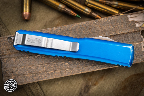 Preowned-Microtech Ultratech OTF Blue 3.4" M390 Dagger Bronze 122-13BL