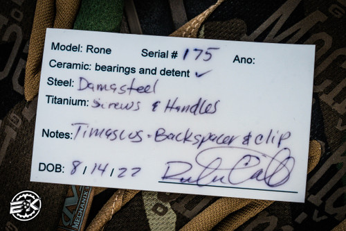 Preowned-Rubens Titanium Tools Rone Titanium Milled 3.6" Damasteel