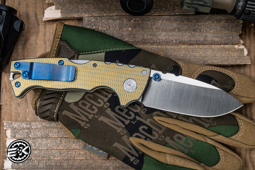 Demko Knives Custom AD10 Lockback Green Textured Titanium Blue Accents ...