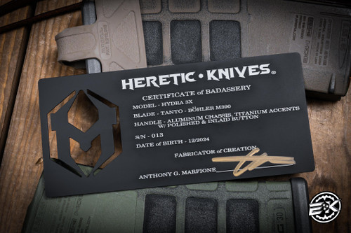 Giant-Heretic Knives Hydra 3X OTF Aluminum 11" Tanto Stonewash #13