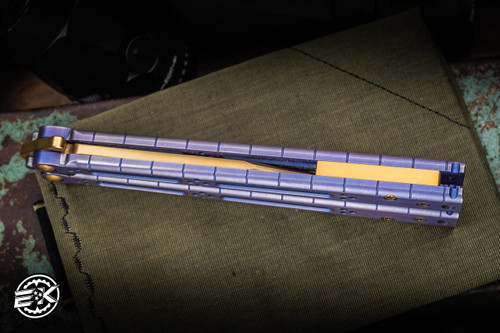 Preowned-Hom Design Basilisk-R Balisong Butterfly Blurple Titanium 4.6 ...