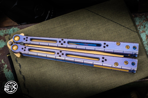Preowned-Hom Design Basilisk-R Balisong Butterfly Blurple Titanium 4.6 ...