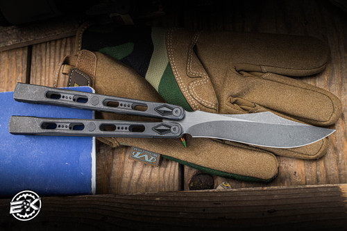 Poikilo Blade PM1 Hydra Dao Balisong Butterfly Knife Gray Titanium 4.5 ...