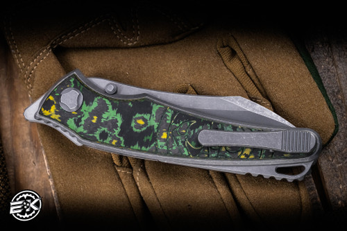 Hawk Knives Talon Titanium Green Jungle Carbon Fiber Overlay 3.5" M390 ...