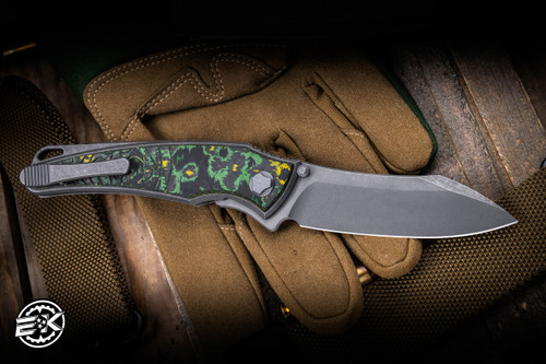 Hawk Knives Talon Titanium Green Jungle Carbon Fiber Overlay 3.5" M390 ...