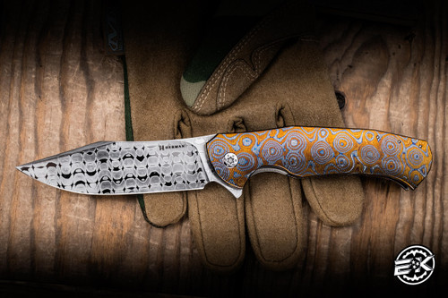 Herman Custom Knives Mantis Black Timascus 3.7" Vegas Forge Damascus