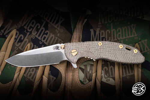 Hinderer Knives XM-18 Flipper Textured Micarta/Stonewash Gold 3.5" 20CV ...