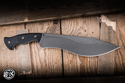 RMJ Tactical Sapper Fixed Blade Black G10 10.75" 80CRV2 Recurve Bowie ...