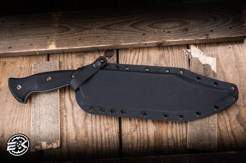 RMJ Tactical Sapper Fixed Blade Black G10 10.75" 80CRV2 Recurve Bowie ...