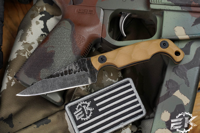 Stroup Knives "MINI" Fixed Blade Knife Tan G10 3" 1095 Carved Pike MINI ...