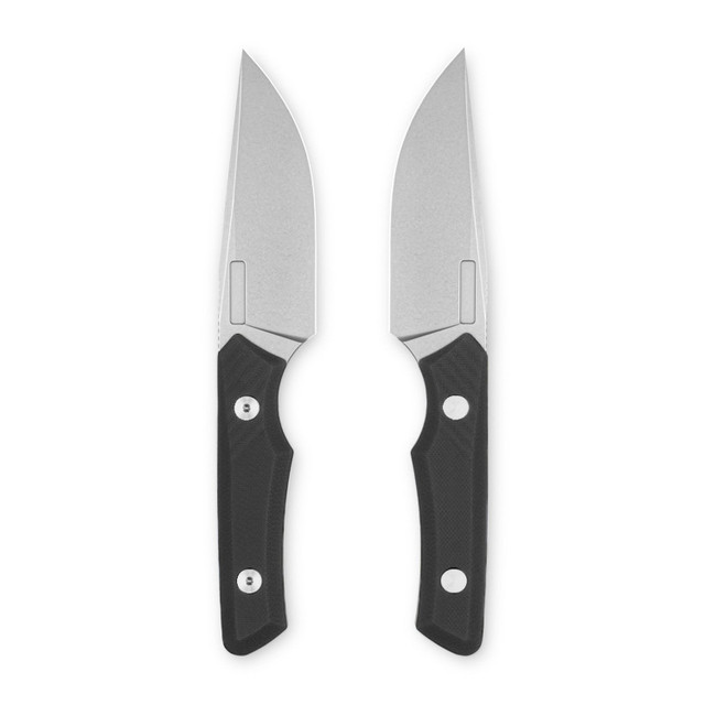 Vero Engineering Myelin Fixed Blade Knife Black G10 3.6" M390 Stonewash