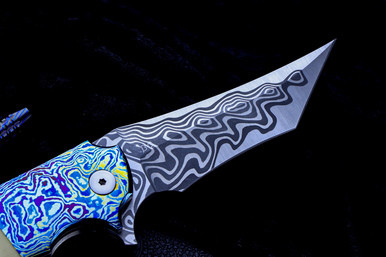 Toxic Blades Custom Toxicator Westinghouse Handle, Timascus Bolster, Nichols Damascus