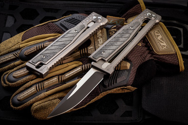 Reate EXO Gravity Knife Titanium/Black Micarta (3.75 Two Tone PVD Drop ...