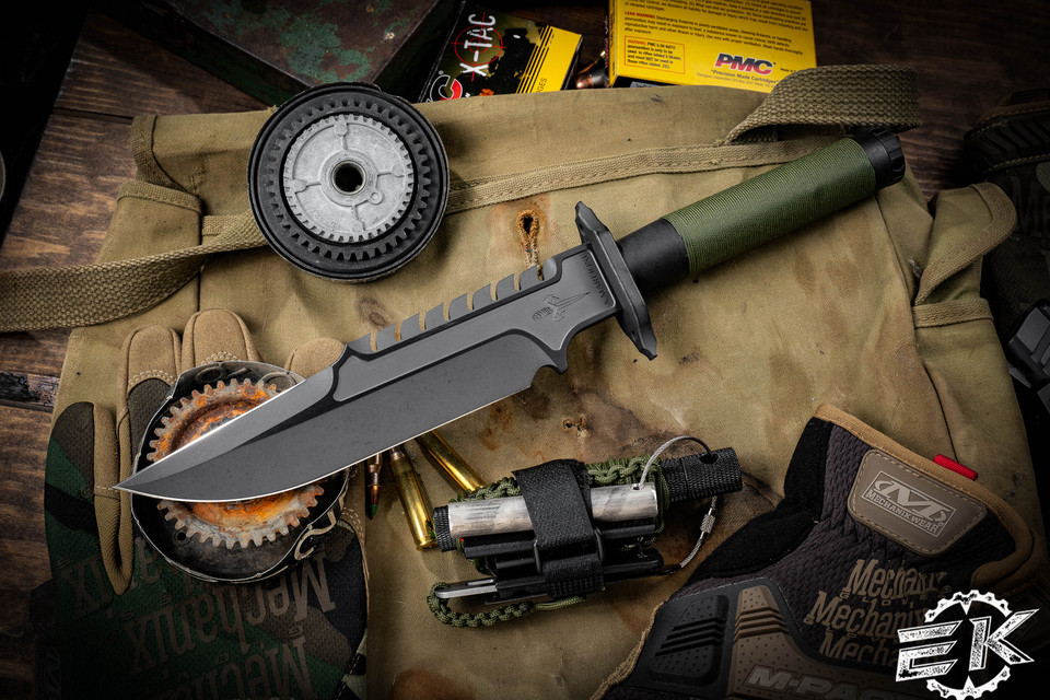 Microtech/Marfione Custom Interceptor Green Cord Wrap 7" Bowie DLC ...