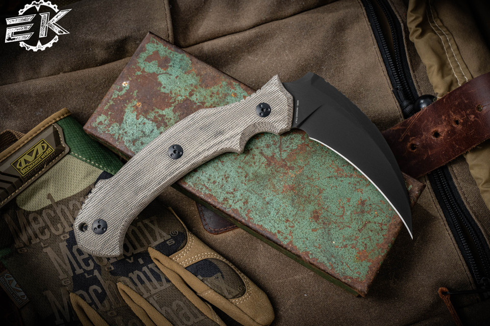 Bastinelli Knives Grumpy OD Green Micarta Scythe Fixed Blade 4" Black ...
