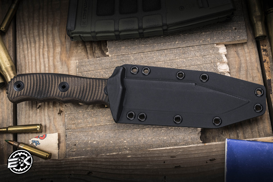 Bastinelli Knives Custom Solo Micarta 5.25" M390 Stonewash-Leather Sheath