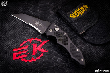 Microtech Kestrel Automatic Black Folding Knife 4" Black Serrated ...