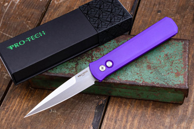 ProTech Godfather Automatic Folding Knife Purple 4" Bayonet Satin 921