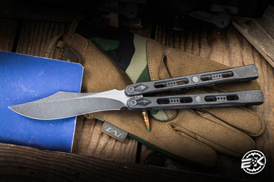 Poikilo Blade PM1 Hydra Dao Balisong Butterfly Knife Gray Titanium 4.5 ...