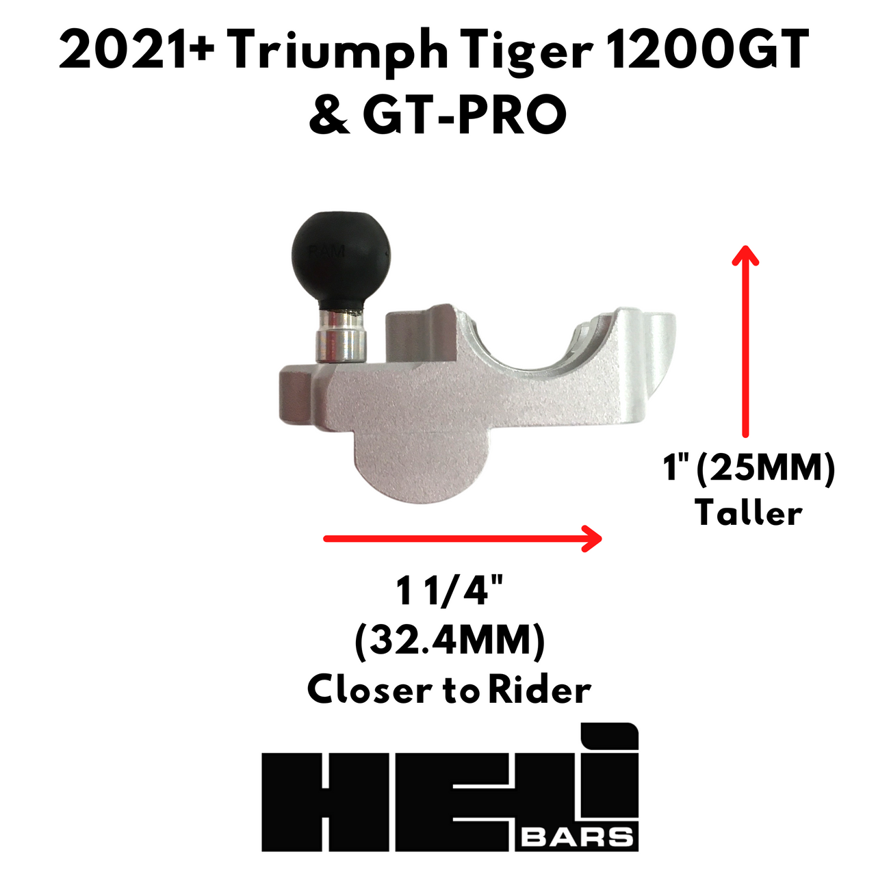 Triumph Tiger 1200 GT-Pro HeliBars Tour Performance offset handlebar riser