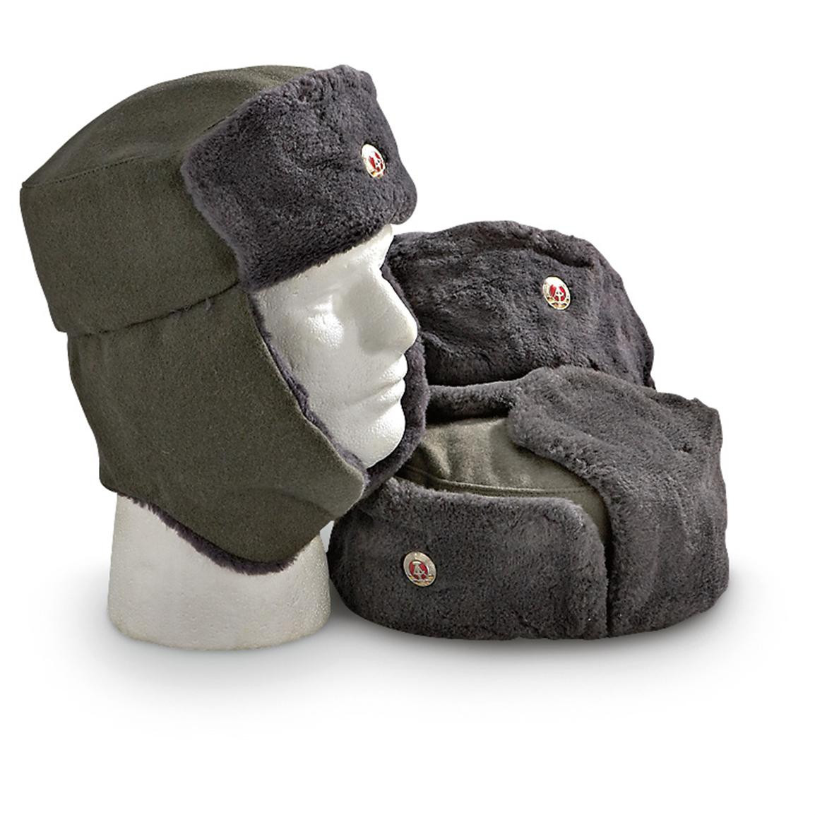 East German Army EM Winter Hat, German Military Surplus