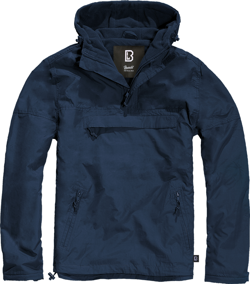 Brandit Fleece-Lined Quarter Zip Windbreaker Pullover - Thunderhead ...