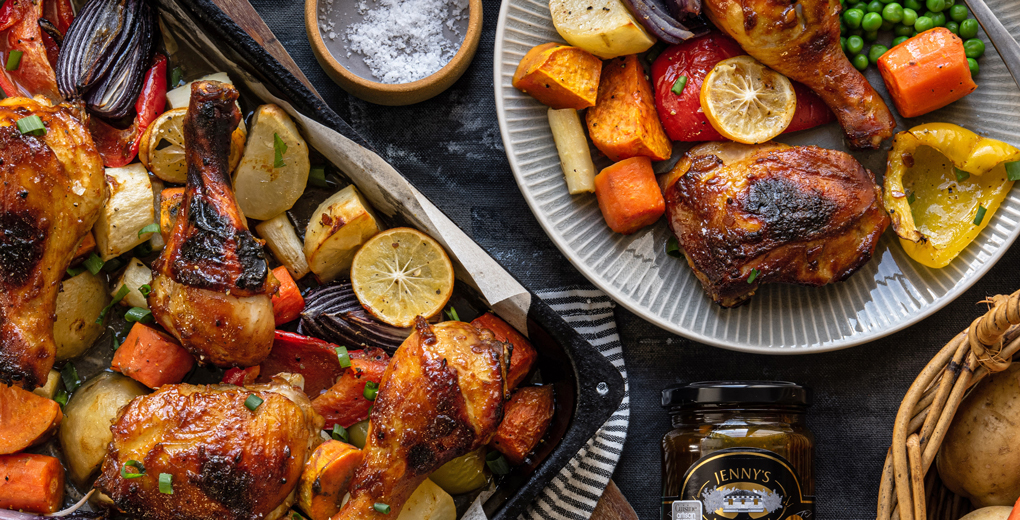 One Tray Sticky Tamarind Chicken and Veggie Bake - Jenny's Kitchen