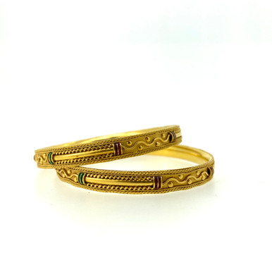 FANCY BANGLES RED AND BLACK - 22K YELLOW GOLD