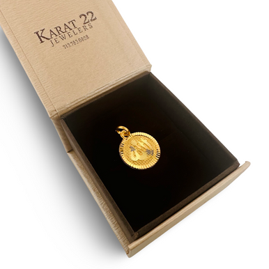 Allah Pendant Laser Cut Round Shape - 22K Gold