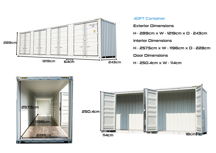 40ft High Cube Container with 4 Side Doors