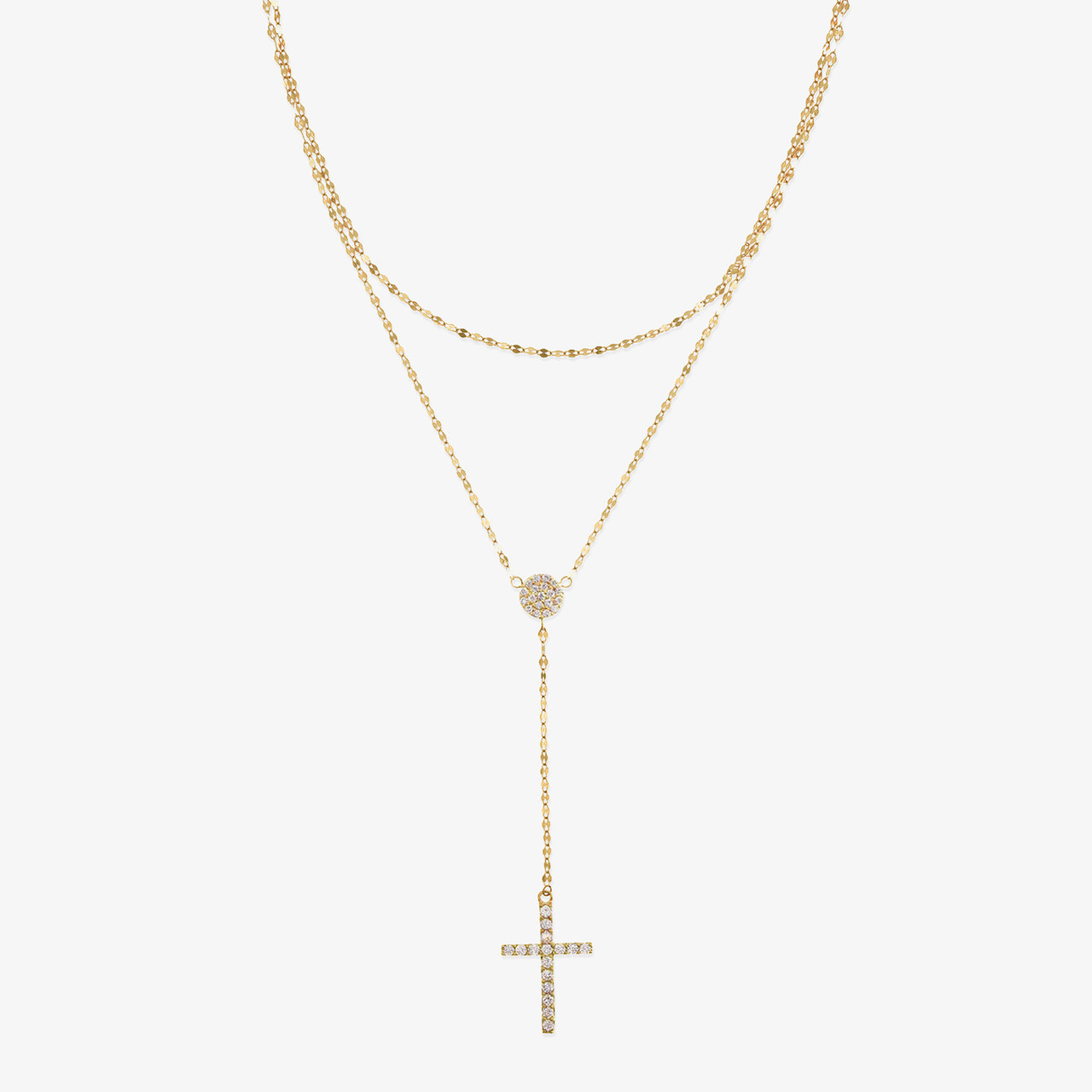 DOUBLE STRAND DIAMOND CROSSARY - LANA