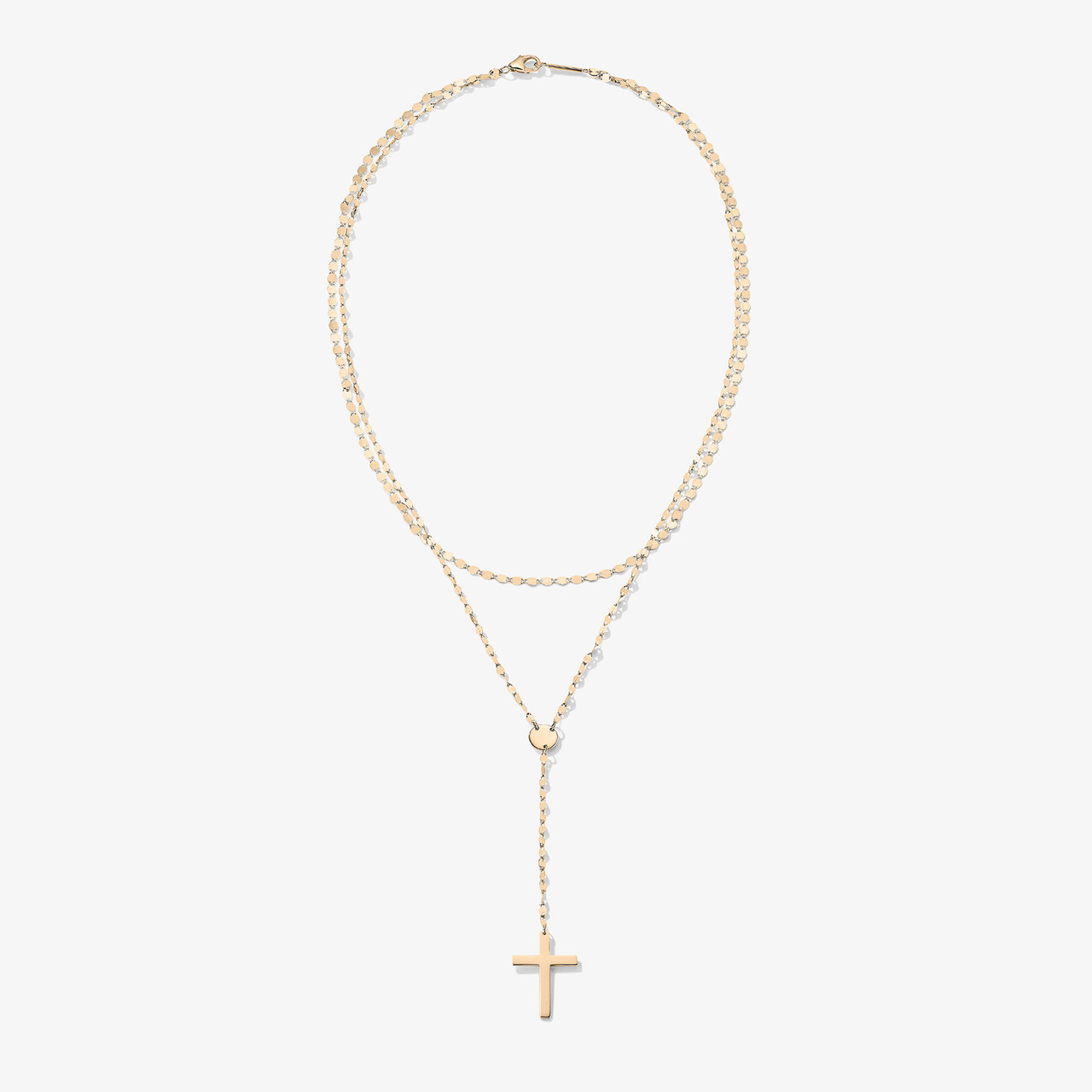 NUDE BLAKE LAYERED CROSSARY NECKLACE - LANA