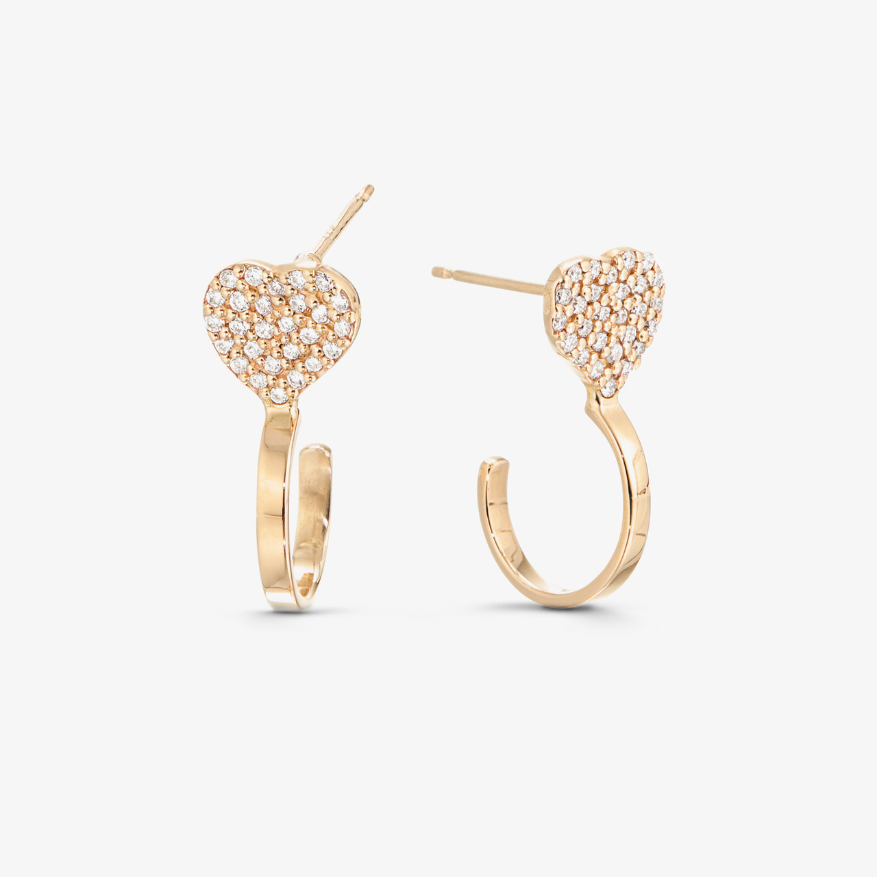 LANA GIRL DIAMOND HEART HOOPS 10MM - LANA