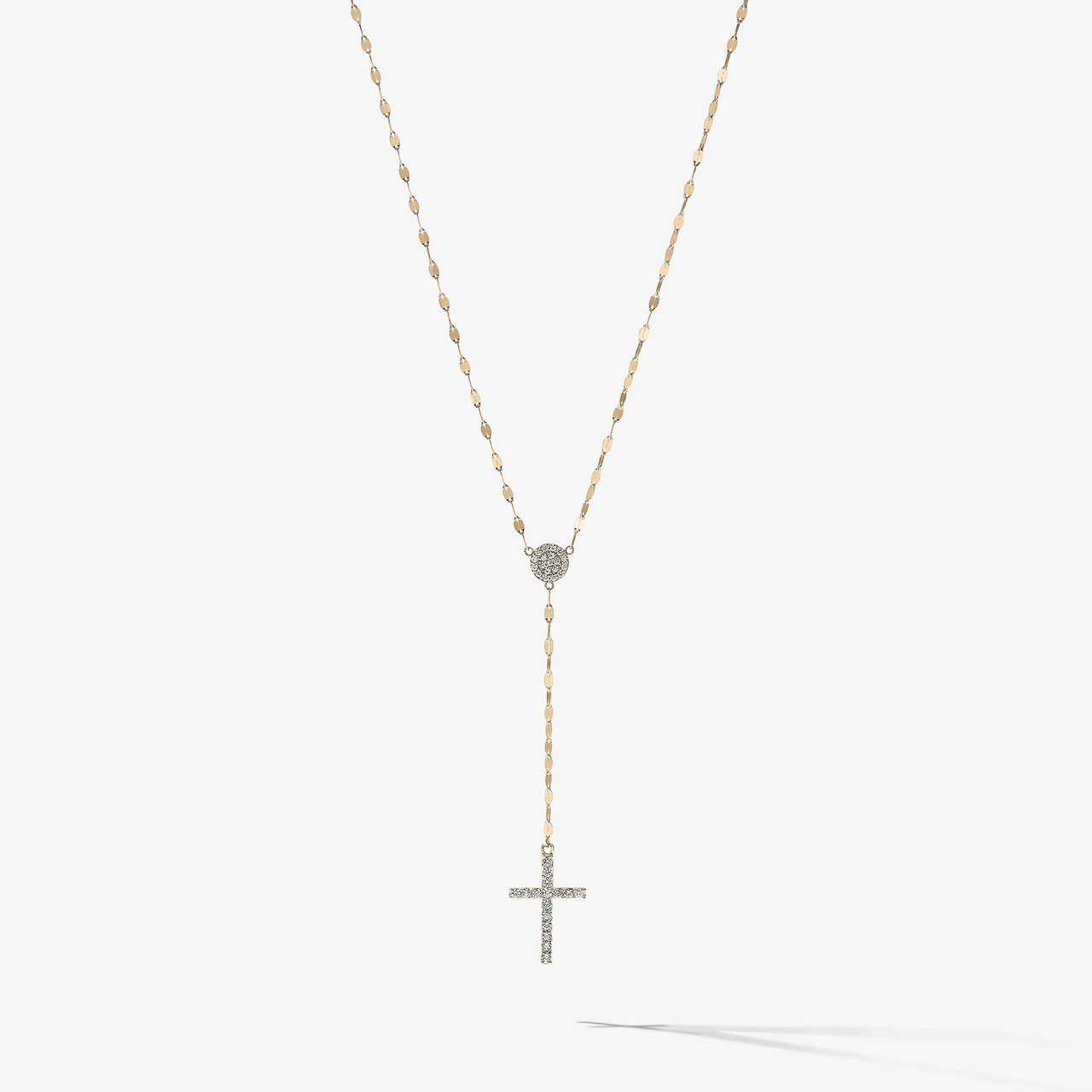 DIAMOND CROSSARY LARIAT NECKLACE - LANA