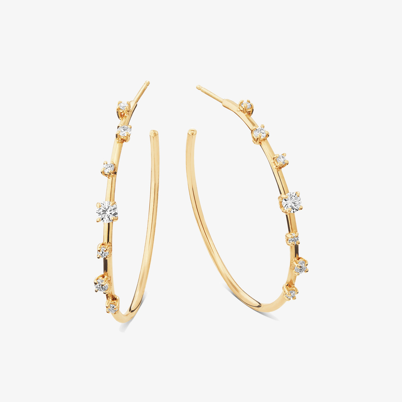 SMALL SOLO WIRE DIAMOND HOOPS - LANA