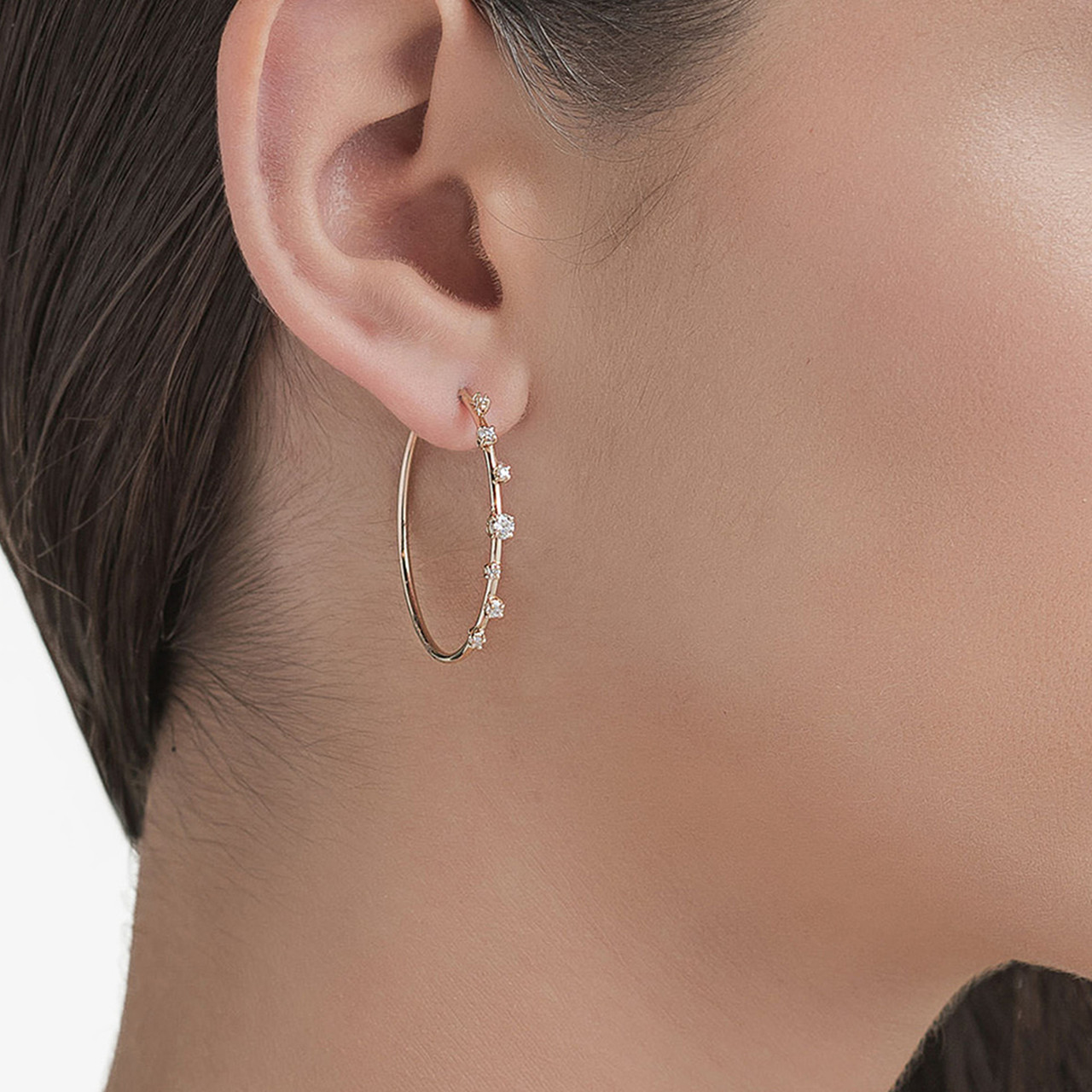 SMALL SOLO WIRE DIAMOND HOOPS - LANA