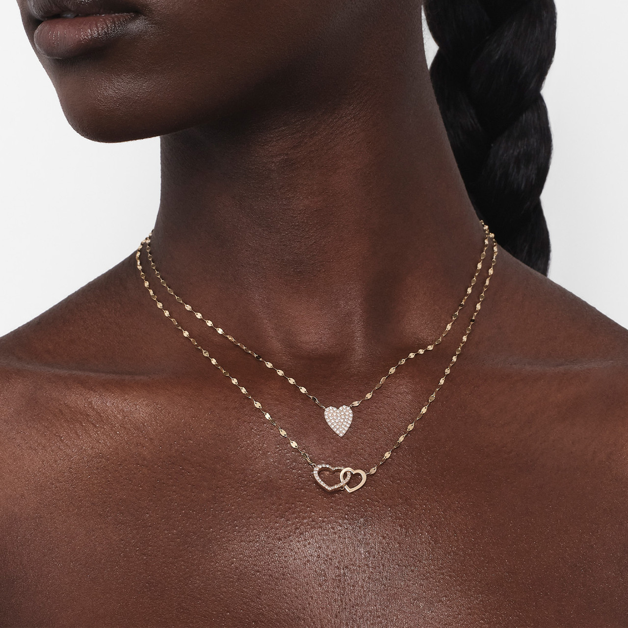 INTERLOCKING DIAMOND HEART PENDANT NECKLACE