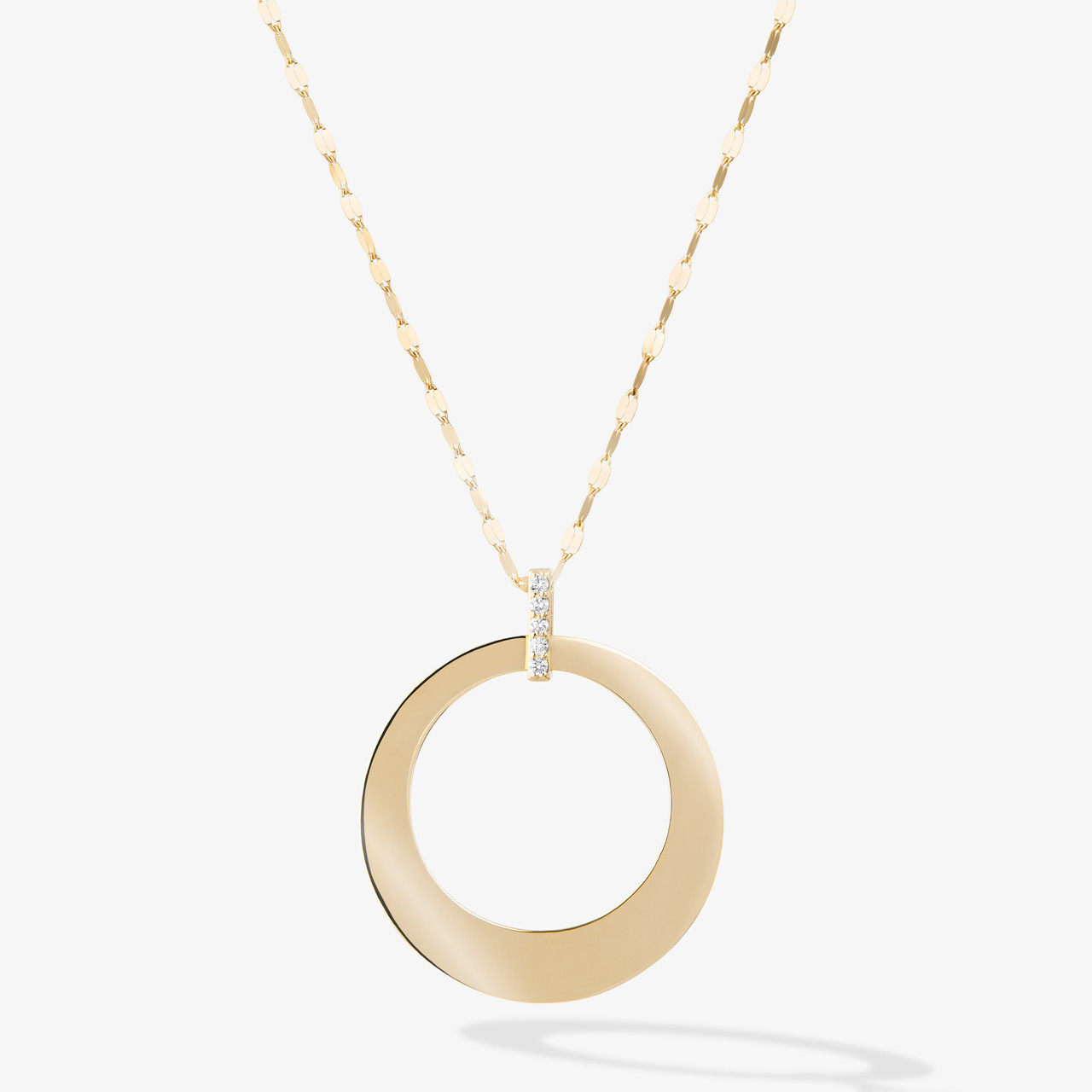 GOLD CIRCLE DIAMOND BAIL PENDANT NECKLACE