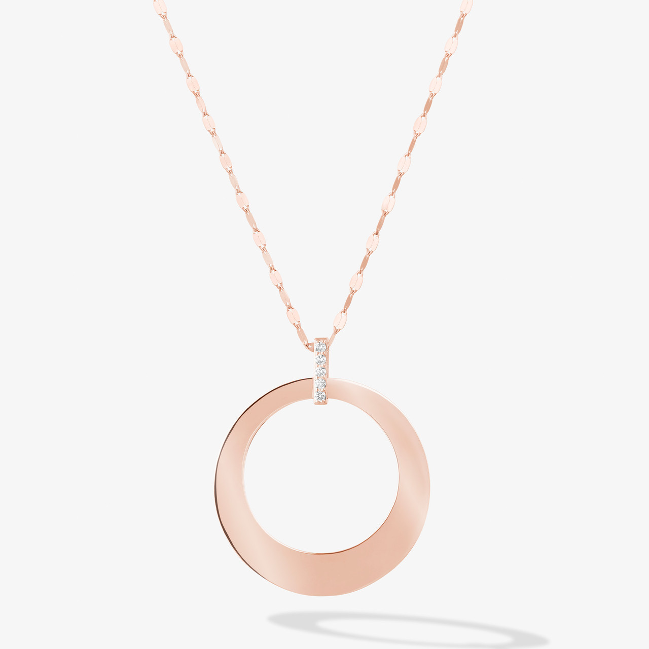 GOLD CIRCLE DIAMOND BAIL PENDANT NECKLACE
