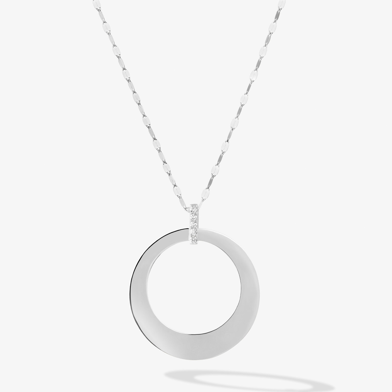 GOLD CIRCLE DIAMOND BAIL PENDANT NECKLACE