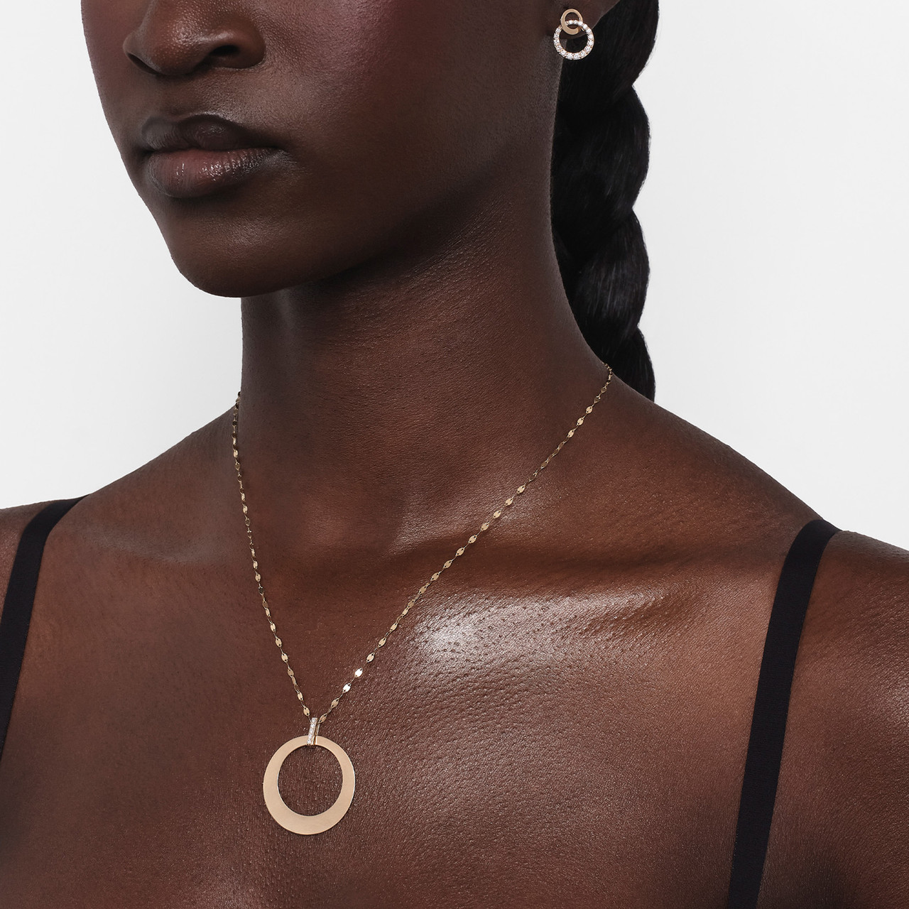 GOLD CIRCLE DIAMOND BAIL PENDANT NECKLACE