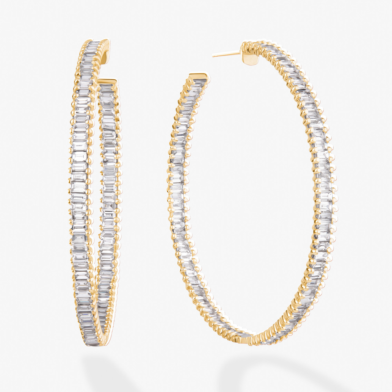 INSIDE OUT BAGUETTE DIAMOND HOOPS