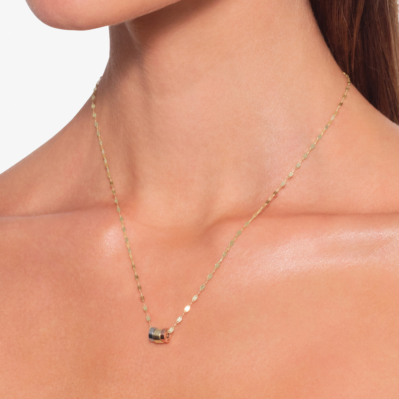 MOVEABLE TRI GOLD LOOP NECKLACE